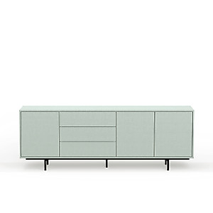 Glenwillow Home Atlas 78" x 28" Highboy Modern TV Stand Cabinet and Sideboard - Jade Ocean Frame, Jade Ocean Door/Drawers, Black Base