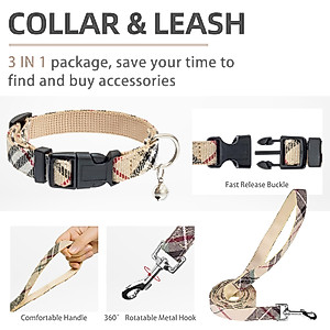 PUPTECK Adjustable Pet Harness Collar &Leash Set Step in for Small Dogs Puppy &Cats Outdoor Training &Running, Soft Mesh Padded Reflective Vest Harness,M: Chest girth: 16-18in Collar: 11.8-15.7in