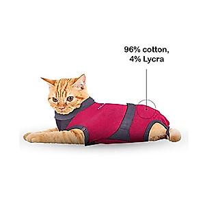 MAXX CAT E Collar Alternative Medical Pet Clothing Recovery suit for Cats After Surgery Wear Wound Bandage Protection Anti Anxiety Body Wrap (S, Pink)