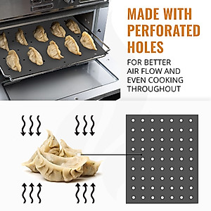 Reusable Liners for Toaster Oven Air Fryer 9 x 11 Accessories Compatible with Breville, Black & Decker, Cuisinart, Emeril Lagasse + More, Perforated Non-Stick Mats for Baking, Cooking, Oven Rack