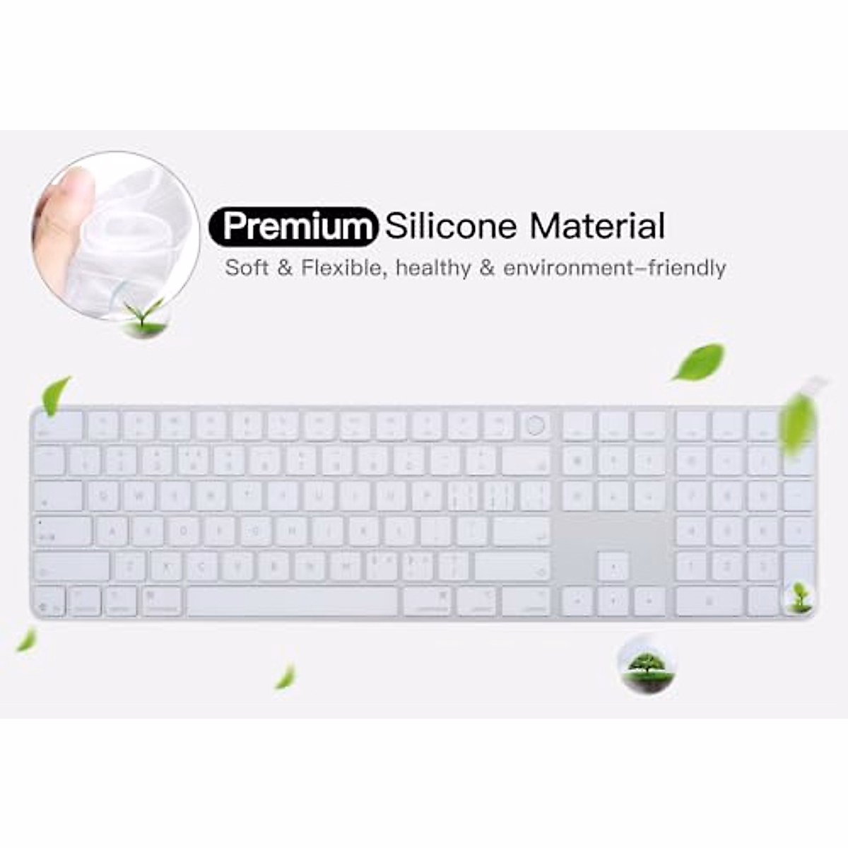 Keyboard Cover Skin for 2024 New Magic Keyboard with Touch ID and Numeric Keypad Model A3119 Ultra Thin Keyboard Protector, 2024 Magic Keyboard Accessories, Clear