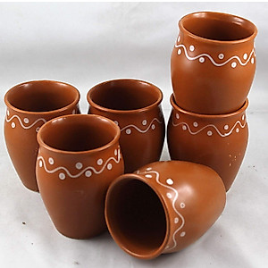 Odishabazaar Ceramic Kulhar Cups Traditional Indian Chai Tea Cup Set of 6