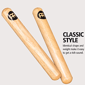 Meinl Percussion Classic Hardwood Claves Musical Instrument Sticks — NOT Made in China — for Live, Studio and Classrooms, 2-Year Warranty (CL1HW)