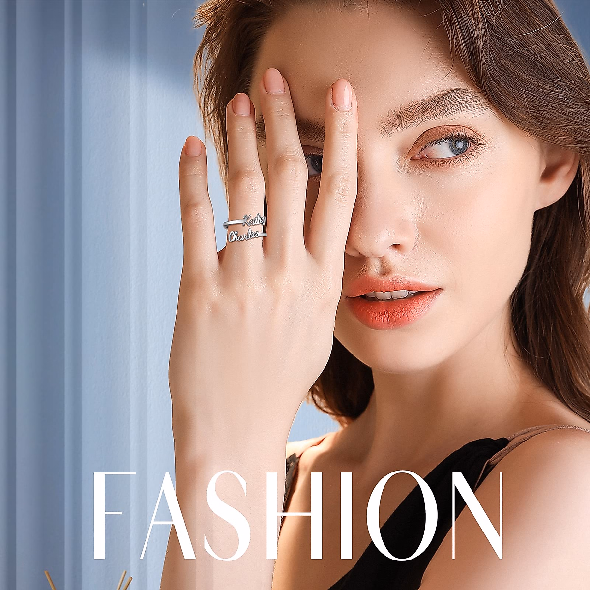 LoraPetid Custom Name Ring for Women,Personalized Adjustable Ring with Double Names, Gift for Women/Mother (silver)