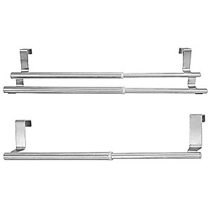 FTVOGUE Cabinet Bathroom Rack,Retractable Stainless Steel Bath Towel Bar Rack Shelf No Drilling(40cm Retractable Double Rod)