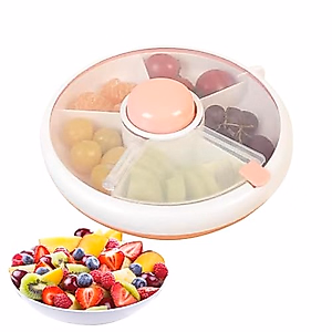 Cute Rotating Snack Box with Lid - White, Diameter: 7.09 inches, Height: 1.77 inches
