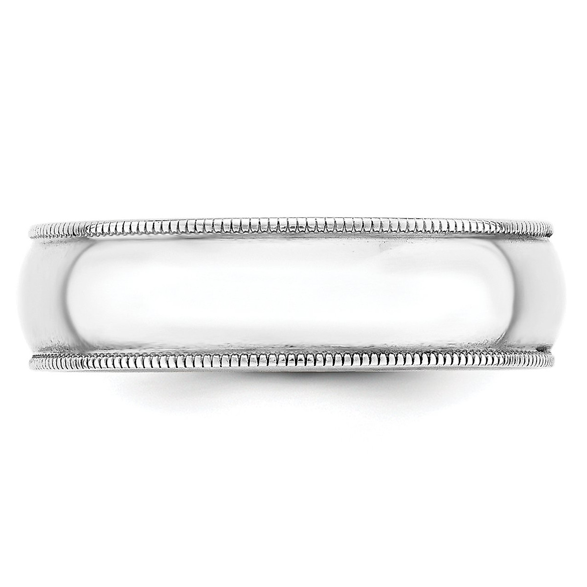 Solid 14k White Gold 6 mm Lightweight Milgrain Wedding Band Ring Size 11