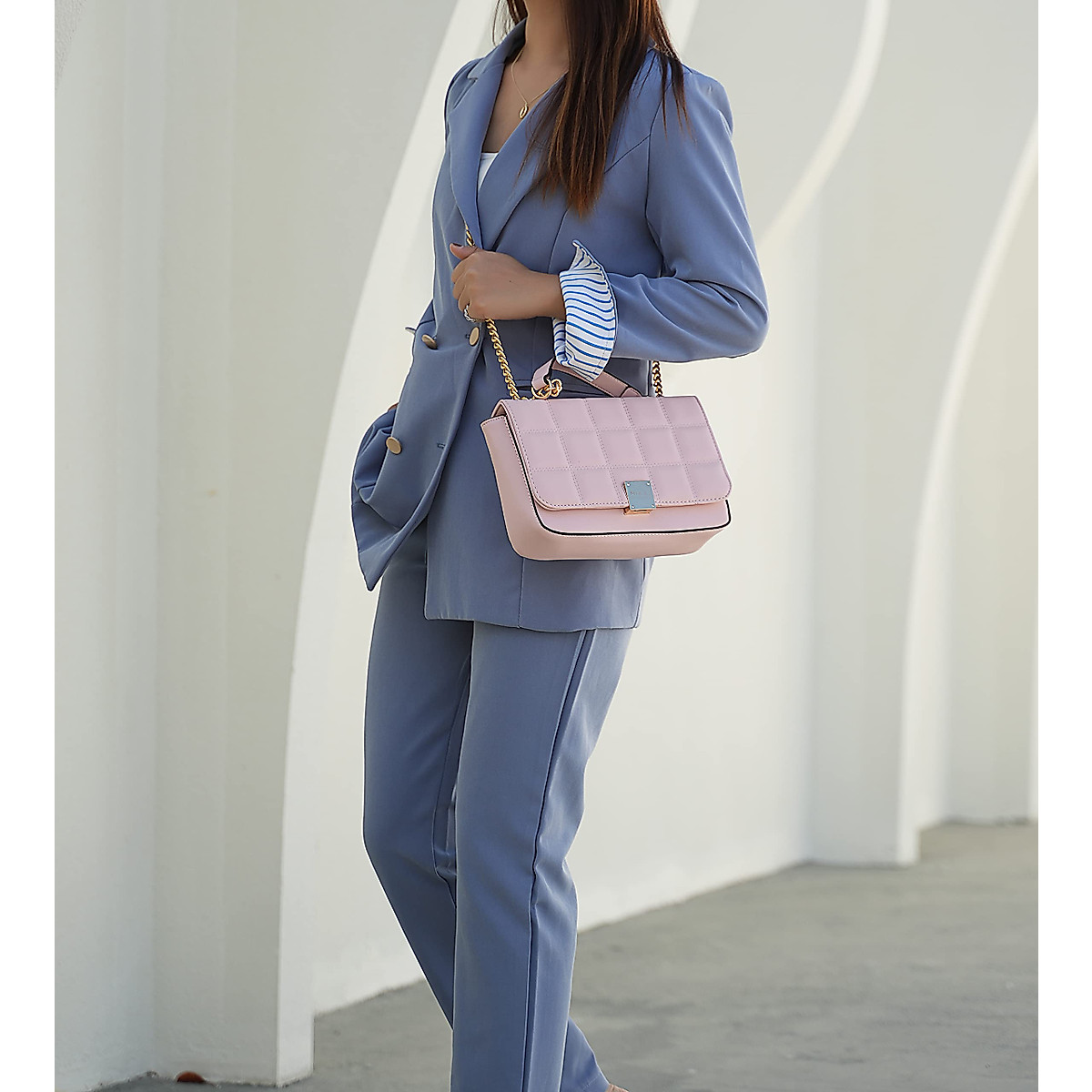 MKF Collection Shoulder Bag for Women, Vegan Leather Quilted Fashion Handbag Crossbody Purse