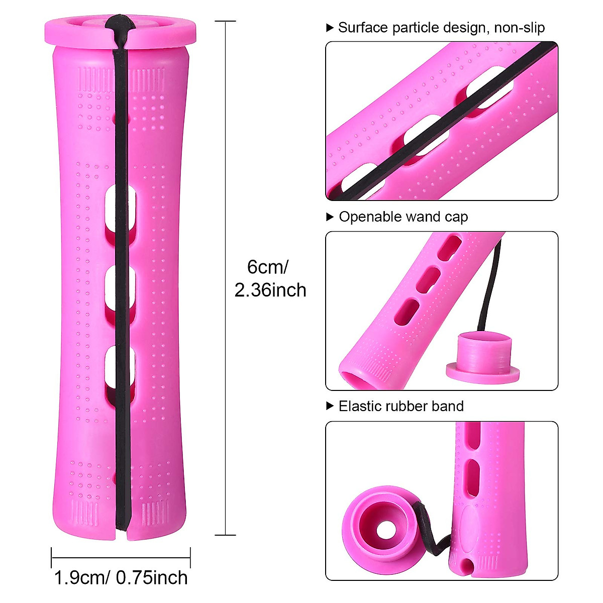 WILLBOND 60 Pcs Perm Rods Natural Long Short Hair Perm Rods with Elastic Rubber Band Non Slip Plastic Perming Cold Wave Rod Kit for Women girls Hairdressing Styling Tool