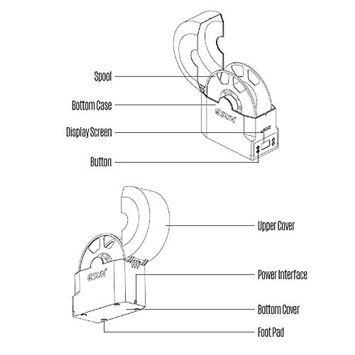 BISOFICE eBOX Lite 3D Printer Filament Dry Box 3D Filament Dryer Storage Box Dehydrator Spool Holder Compatible with 1.75mm 2.85mm 3mm Filament PLA ABS PETG Nylon (Classic)