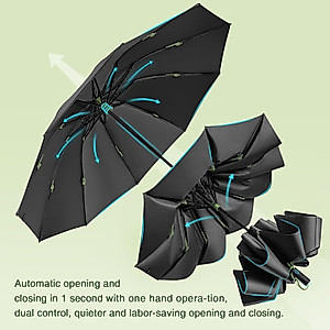Beneunder Windproof & Lightweight Portable Travel Umbrella - Tri-fold Reverse Folding, Perfect for Wind, Rain, Car, Backpack & On-the-GO (Black)