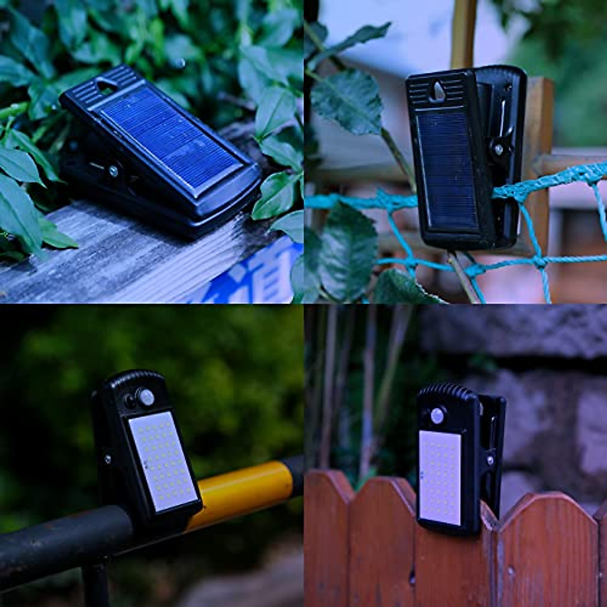 4 Pack Solar Motion Sensor Security Umbrella Light,Clip on Lights Outdoor with 40 LED,2 Modes Wireless Waterproof for Patio Wall Garage Hiking Camp Tent Portable Emergency Lighting