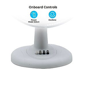 Comfort Zone CZ161WT Quiet 3-Speed 16-inch Oscillating Table Fan with Adjustable Tilt , White