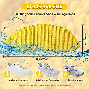 Ohcozzy Shoe Washing Machine Bag with Soft Polyester, Reusable Shoe Laundry Bag For Washer and Dryer, Deep Cleaning All Shoes - Ideal for Travel and Everyday Use(2 Pack, Yellow)