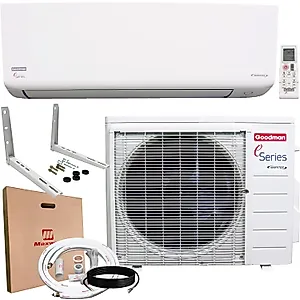Goodman 12,000 BTU 18 SEER2 Ductless Mini Split Inverter Heat Pump System with Maxwell 16-ft Installation and Wall Bracket (230v)