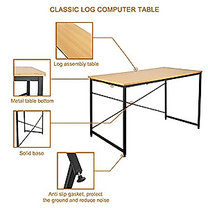 MJWDP Simple Computer Office Wooden Desk Wooden PC Laptop Study Table Workstation 47.2x23.6x29 Inch Brown