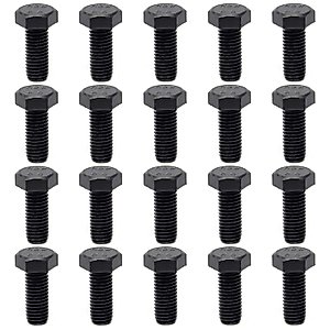 MroMax 20Pcs M10 x 25mm Hex Head Screw Bolt, Carbon Steel Grade 8.8, Black Oxide Finish, Full Thread, Hexagon Head Bolts for Furniture Repair
