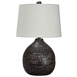 Signature Design by Ashley Maire Contemporary 25" Metal Table Lamp, Black & Gold Finish