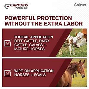 Gardatis Pour-On Insecticide with IGR (1/2 Gal) by Atticus - Control Lice, Flies, and Ticks on Cattle and Horses - Compare to Clean-Up II - Permethrin 5.0% and Diflubenzuron 3.0%
