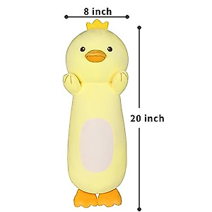 HAIJUNYA 20”Long Duck Plush Body Pillow, Kawaii Cute Duck Stuffed Animals, Hugging Squishy Pillow Soft Plushies Toy Gifts for Kids