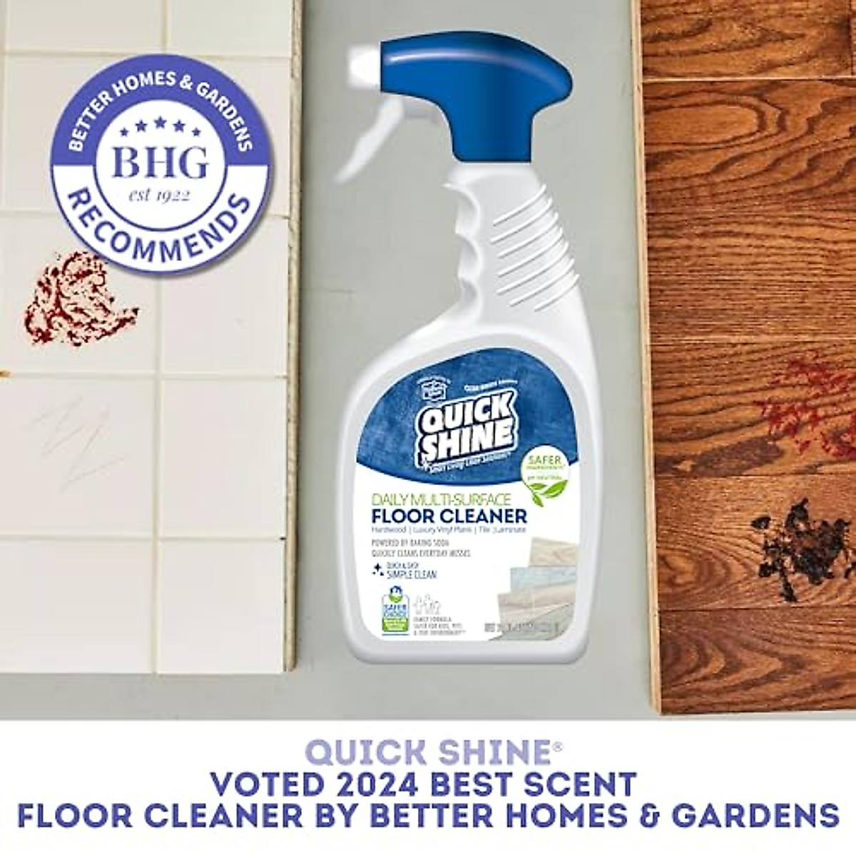 Quick Shine Multi Surface Floor Cleaner 27oz | Ready to Use-Streak Free- No Rinse | Use on Hardwood, Laminate, Luxury Vinyl Plank & Stone | Use in Spray Mops & Vac Mops | Safer Choice Cleaner