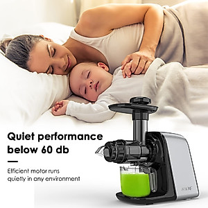 Masticating Juicer, NXONE Cold Press Juicer for Vegetable and Fruit, Juicer Machines with 3 Speed Modes and Reverse Function, Easy to Clean Slow Juicer with Brush, Silver