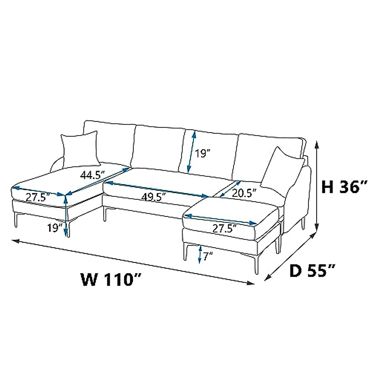 Modern Convertible U-Shaped Sectional Corner Sofa for Living Room,Upholstered Accent Modular Sectionals Sofá Couch Bed for Home Office