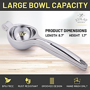 Zulay Kitchen Lemon Squeezer - Stainless Steel, Easy to Use Lemon Juicer Squeezer - Sturdy, Easy to Clean Lemon Juicer - Metal Lemon Press Juice Press - Citrus Juicer, Handheld Juicer - Silver