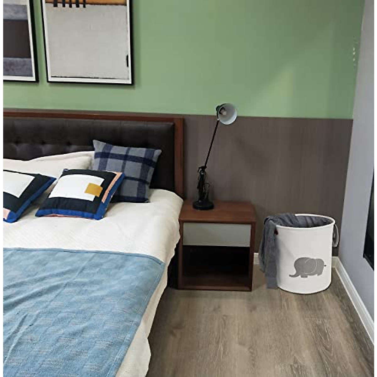 HIYAGON Storage Baskets,Cotton foldable round Home organizer Bin for Baby Nursery,Toys,Laundry,Baby clothing,Gift Baskets(Elephant)