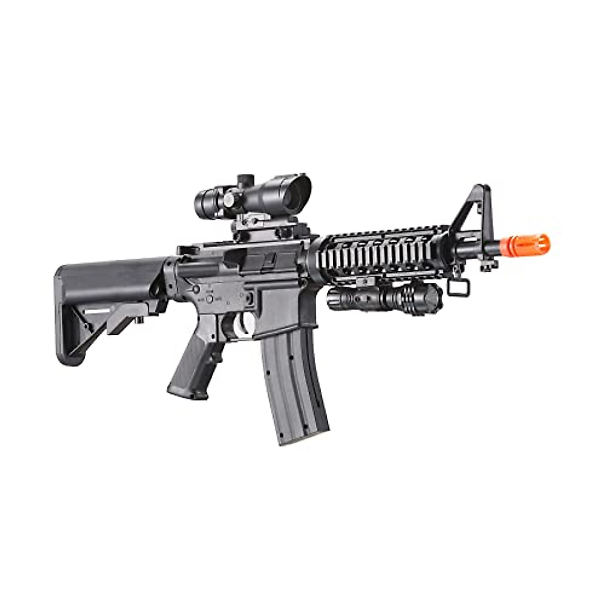 350 FPS Heavy Version M4 Airsoft ABS Plastic Spring Rifle w/Flashlight and Red Dot Sight (Color: Black)