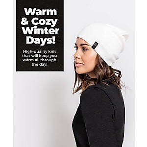 Warm Slouchy Beanie Hat - Deliciously Soft Daily Beanie in Fine Knit Black One Size