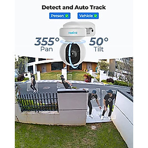 REOLINK 5MP PTZ Camera Bundle (Black and White), 2.4/5GHz WiFi, 3X Optical Zoom, Person/Vehicle Detection with Auto Tracking, E1 Outdoor