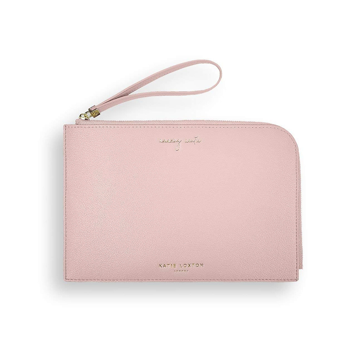 KATIE LOXTON Amazing Auntie Womens Vegan Leather Secret Message Pouch Clutch Pale Pink