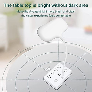 Desk Lamp Surge Protector,Desk Light with 2 USB Charging Port and 4 AC Power Outlet,3 Lighting Modes,USB Wall Charger & Mobile Phone Holder,Multi Plug Outlets for College Dorm Room, Home and Cruise