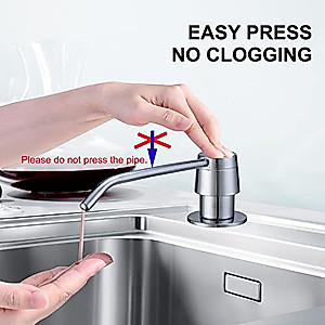 VANNSOO Bathroom Kitchen Sink Soap Dispenser Chrome, 34 oz ( 1000ml ) Brass Large Under Sink Faucet Soap Dispenser Bottle Replacement Detergent Dish Soap Dispenser