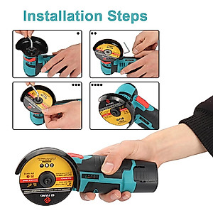 SI FANG 3 Inch Mini Angle Grinder Cut Off Tool Kit, 12V Cordless Electric Rotary Tool Metal Cutter Machine with Charger and Battery, Power Grinders for Fast Cutting-Grinding, Polishing