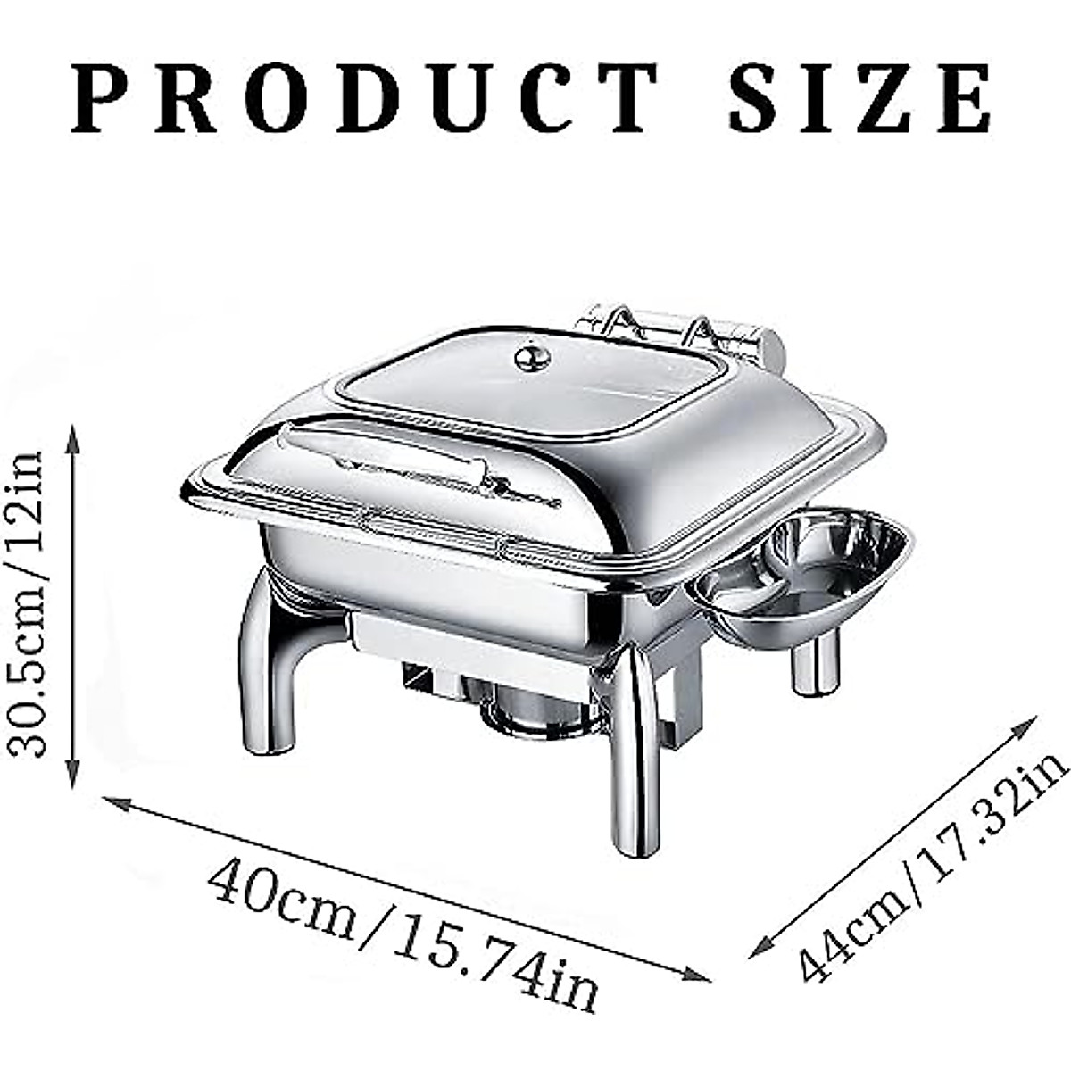 6 L Chafing Dish Set, Stainless Steel Buffet Server Warming Tray with Water Pan & Fuel Holders, for Restaurant Catering Parties Weddings Picnics Food Warmer (Color : Silver)