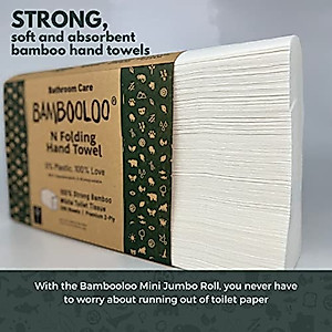 Bambooloo 100% Bamboo Paper Towels, Dispenser Ready N-Folding Disposable Hand Towels for Bathroom, Planet-Friendly Plastic-Free Commercial Paper Towels Bulk, 4000 Napkins, 20 Wraps, 200 Sheets Each