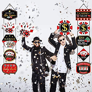 Large Las Vegas Action Sign Cutouts Casino Party Banner Casino Night Party Decorations Welcome Porch Sign for Las Vegas Themed Birthday Baby Shower Decorations 10counts