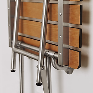 Seachrome 24-inch ADA Folding Shower Seat with Legs, Teak Phenolic Slats