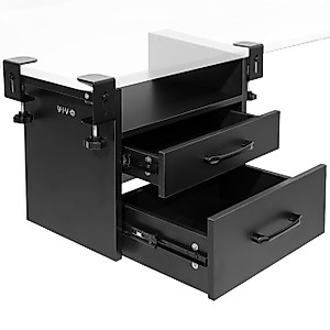 VIVO Corner Clamp-on Under Desk Drawer and Shelf System, Office Accessory Holder for Supplies, Gaming Devices, and More, Multi-Level Storage, Workstation Organizer, Black