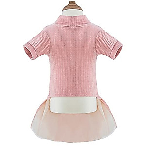Dog Cute Dress Tutu Outfit Skirt with Flows Bowknot for Small Medium Girl Dogs Holiday Wedding Birthday Party (Pink, XL)