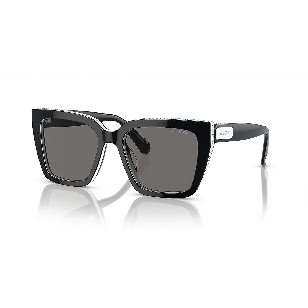 SWAROVSKI SK6013 Sunglasses, Black/Dark Grey Polarized, 54 mm
