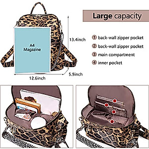 Women Fashion Backpack Purse, Convertible Daypack Colorful Strap Shoulder Handbags (Leopard Tassel)