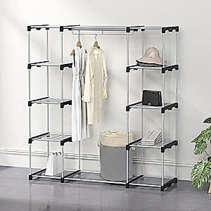 SimpleHouseware Round Terylene Cotton Collapsible Laundry Hamper Basket, Grey