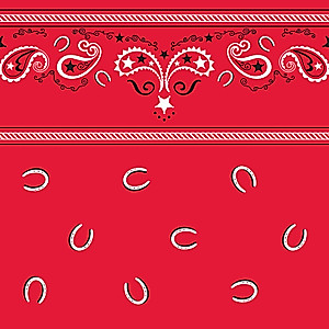 Beistle Red Bandana Tablecover, 54” x 108” – Plastic Table Cloth, Farm Theme Tablecloth, Cowboy Theme Party Decorations, Western Decorations, Bandana Tablecloth, Rectangular Tablecloth
