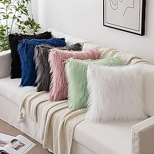 MIULEE Pack of 2 Decorative Faux Fur Throw Pillow Covers New Luxury Series Style Fluffy Pillow Case Cushion Cover for Sofa Bedroom Car 16 x 16 Inch White