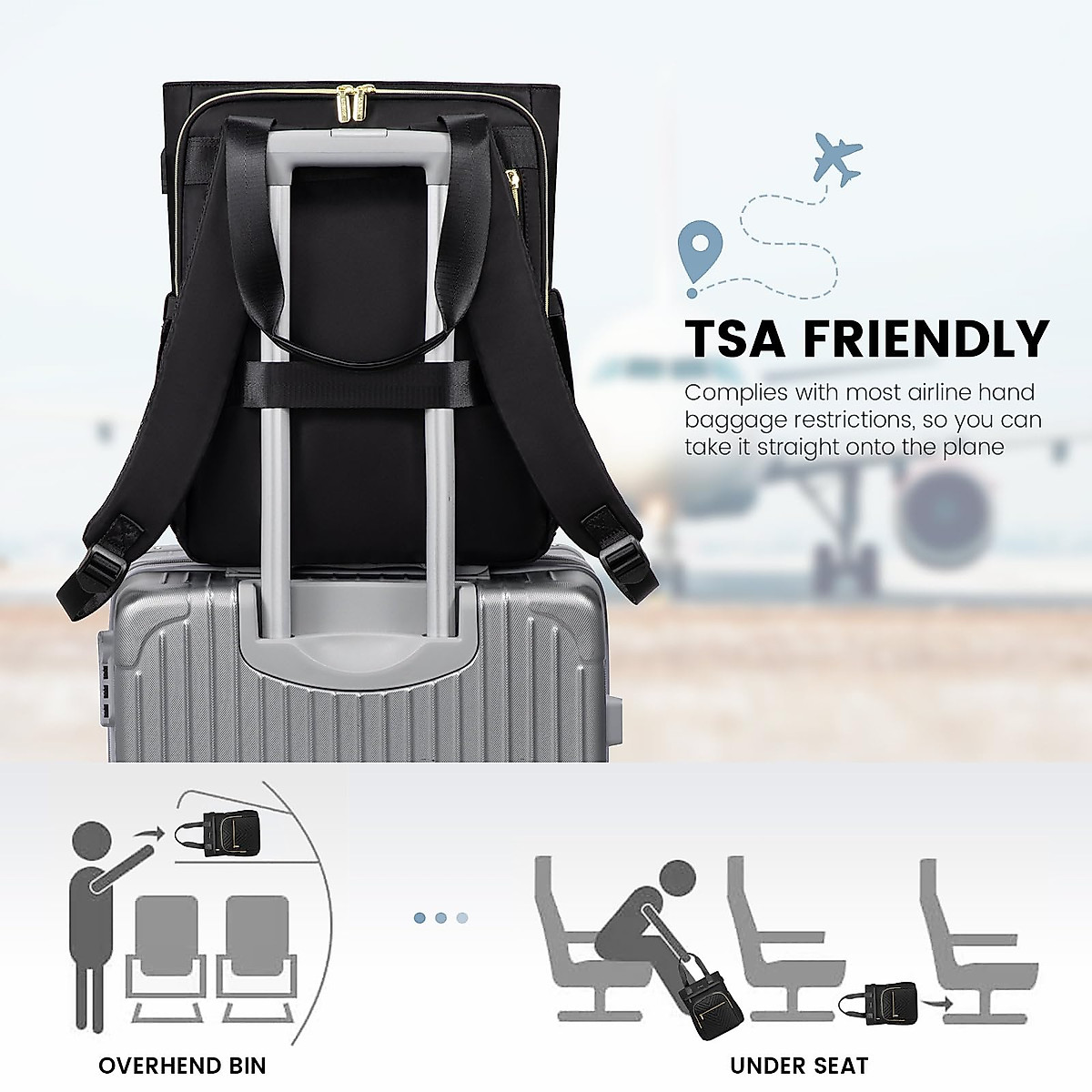 LOVEVOOK Laptop Backpack for Women, 15.6 Inch Work Business Laptop Bag, Wide Top Open Teacher Nurse Bag with USB Port, Waterproof Computer Backpack Purse for travel, Black