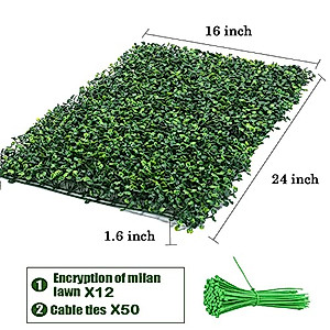uyoyous 12PCS Grass Wall Panels 24x16 Inch Artificial Boxwood Hedges Mat Grass Backdrop Fence Screen Privacy Greenery Panel Indoor Outdoor Decor for Garden Backyard Patio Party, 31 Sq.ft