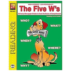 Remedia Publications REM487D Reading Level 5 "The Five W’s Book", 8.5" Wide, 11" Length, 0.1" Height